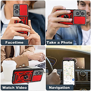 JCUEGRNY Compatible with Oneplus Nord N20 5G Case,[2 Pack] HD Screen Protector,Built Slide Camera Protection Cover & Ring Kickstand,Hybrid Heavy Duty Shockproof Phone Case for 1+ Nord N20 5G Red