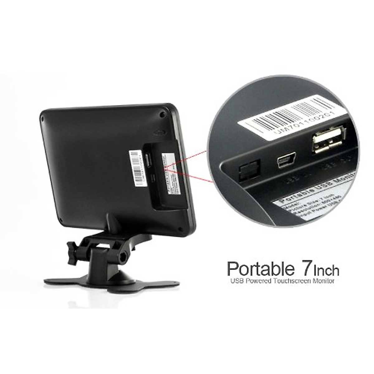 BW Portable 7 Inch USB Powered Touchscreen Monitor - Black