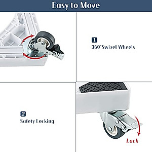 MYFULLY Adjustable Movable Furniture Dolly Roller Base, Multi-Functional Mobile Base for Dryer, Washing Machine and Mini Refrigerator Stand Moving Cart (4 Wheels)