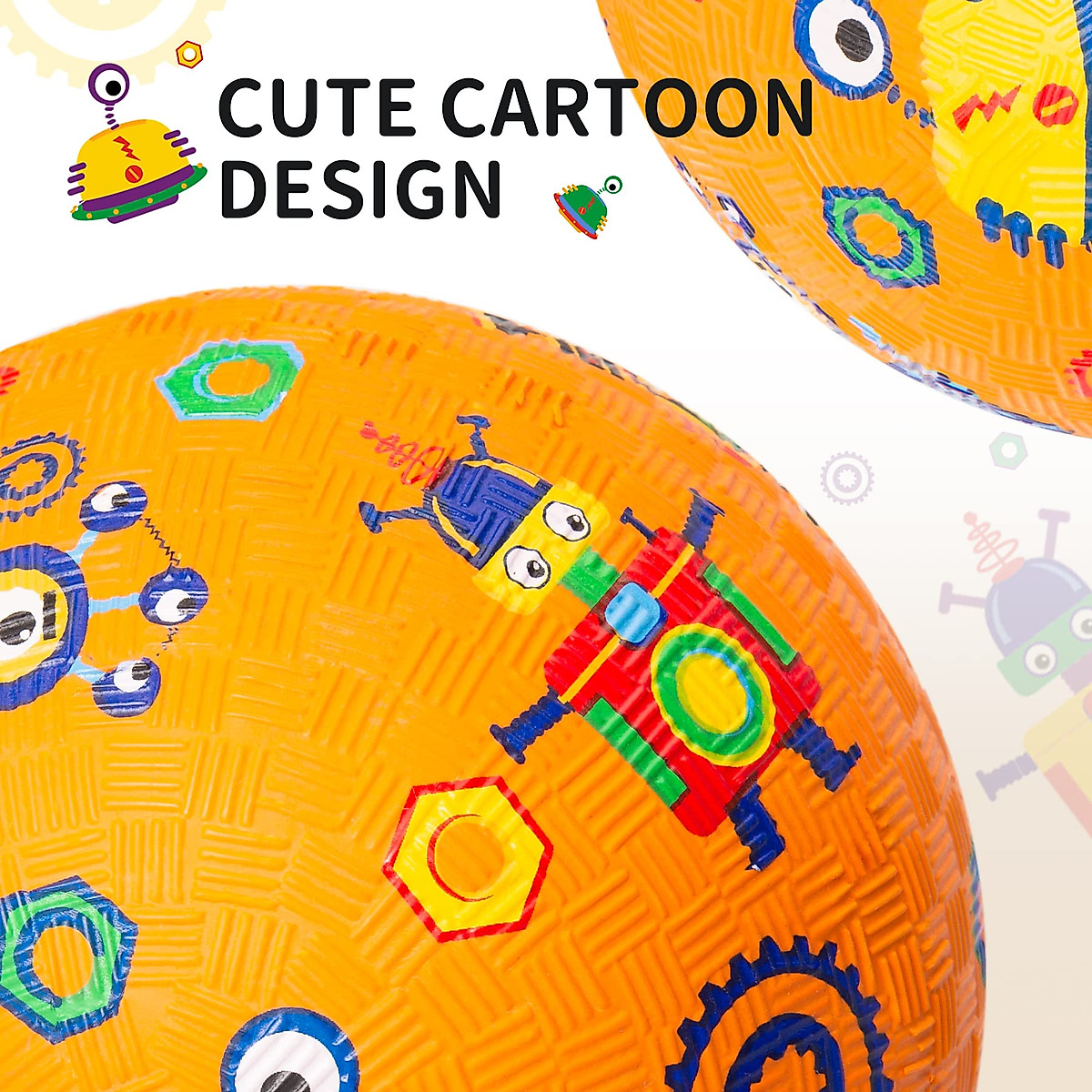 ZOOJOY Cartoon Playground Balls Toddlers, 5" Rubber Kickballs, Outdoor/Indoor Ball Game for Kids, for Boys Girls, W/Pump (Green)