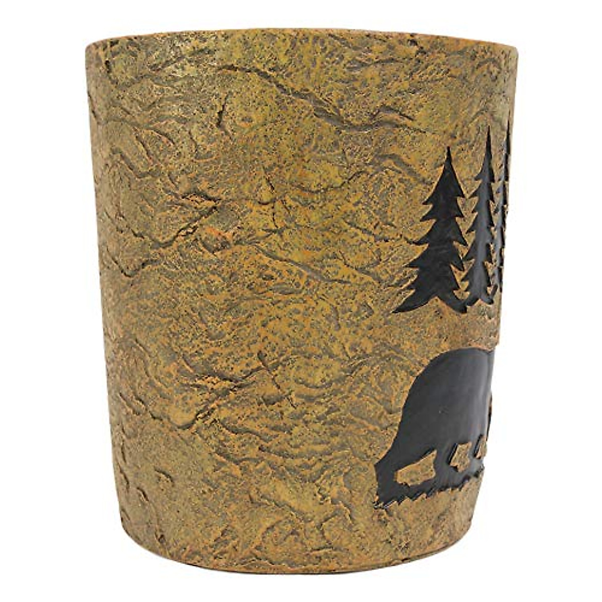 Ebros Wildlife Rustic Black Bear Roaming Pine Trees Forest Silhouette Bathroom Accent Resin Figurine Accessories Western Country Cabin Lodge Decorative (Waste Basket Trash Bin)