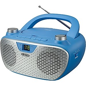 JENSEN CD-485-BL CD-485 1-Watt Portable Stereo CD Player with AM/FM Radio, Corded Electric (Blue)