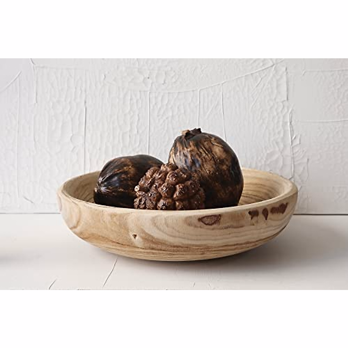 Creative Co-op DA5751 Handmade Decorative Paulownia Wood Bowl, Natural,19 liters