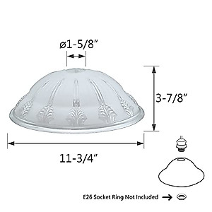 Aspen Creative 23152-11 Clear & Frosted 2 Tone Transitional Style Replacement Glass Shade for Medium Base Socket Torchiere Lamp, Swag Lamp, Pendant, 11-3/4" Diameter x 3-7/8" High, 1 Pack