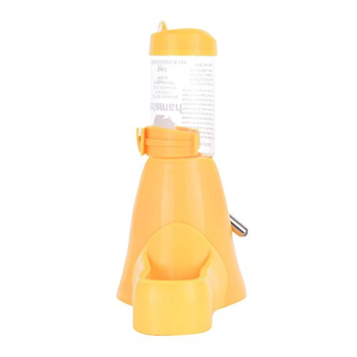 Hamster Automatic Water Bottle Drinking Feeder Dispenser Bottle 80ML with Food Feeder Station bowl Pet Container for Small Animals(Yellow)