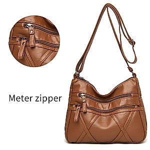 SENYUNI Ladies Handbags Soft PU Leather Crossbody Bags for Women Multi Pocket Waterproof