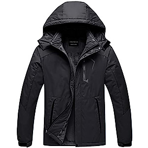 CREATMO US Men's Snowboard Jacket Mountain Waterproof Ski Snow Jacket Windproof Warm Winter Coat Snowboard Rain Jacket Black L