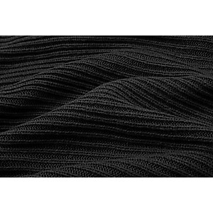 chouyatou Women's Turtleneck 2 Piece Outfits Ribbed Knit Sweater Midi Pencil Skirt Set (Small, Black)