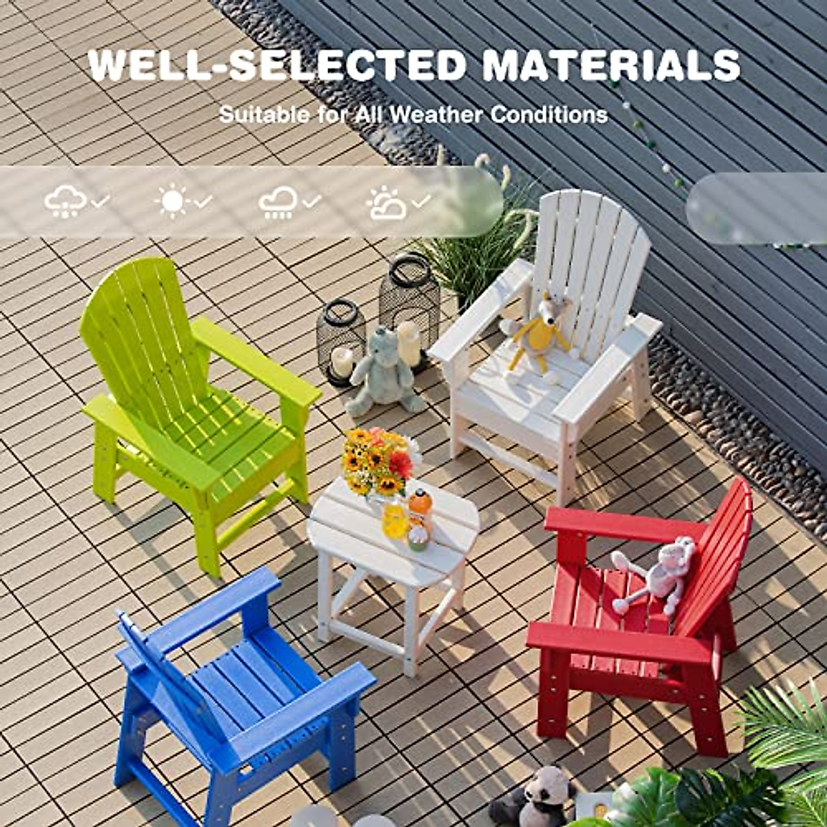 Giantex Adirondack Chair, Kids HDPE Patio Chair Lawn Chair with Ergonomic Backrest for Deck, Porch, Backyard, Poolside, Indoor, Weather Resistance Toddler Outdoor Chair (1, Red)