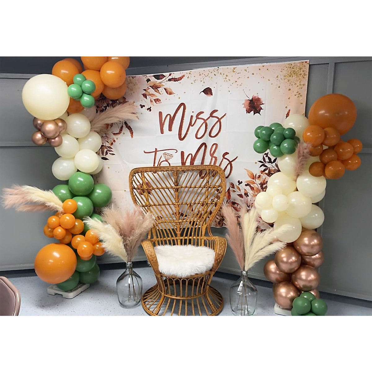 Avezano Miss to Mrs Backdrop Floral Fall Bridal Shower Backdrop Bride to Be Engagement Party Decorations Photography Background Wedding Banner Photo Booth Prop (7x5ft, 82x59inch)