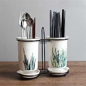 OUSIKA Utensil Caddy Ceramic Chopstick Holder Storage Box Pen Holder Shelves