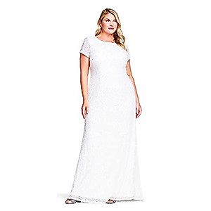 Adrianna Papell Women's Scooped Back Long Dress, Ivory, 20