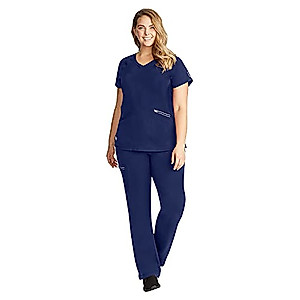 Healing Hands Womens Scrub Top 3 Pocket V-Neck Lightweight Breathable Fabric Scrub Tops for Women HH360 2284 Serena Navy 2XL