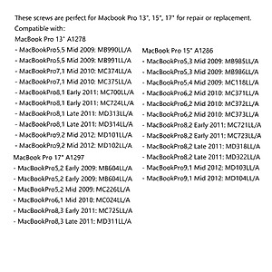HXHLWN 2 Sets Replacement Screws with Screwdriver for Apple MacBook Pro 13" 15" 17" A1278 A1286 A1297 2009-2012