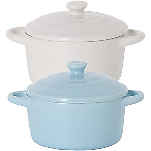 Kichvoe Ramekins 8 Oz Oven Safe With Lids 2pcs Porcelain Ramekins Creme Brulee Dishes Custard Cups Pudding Baking Bowl