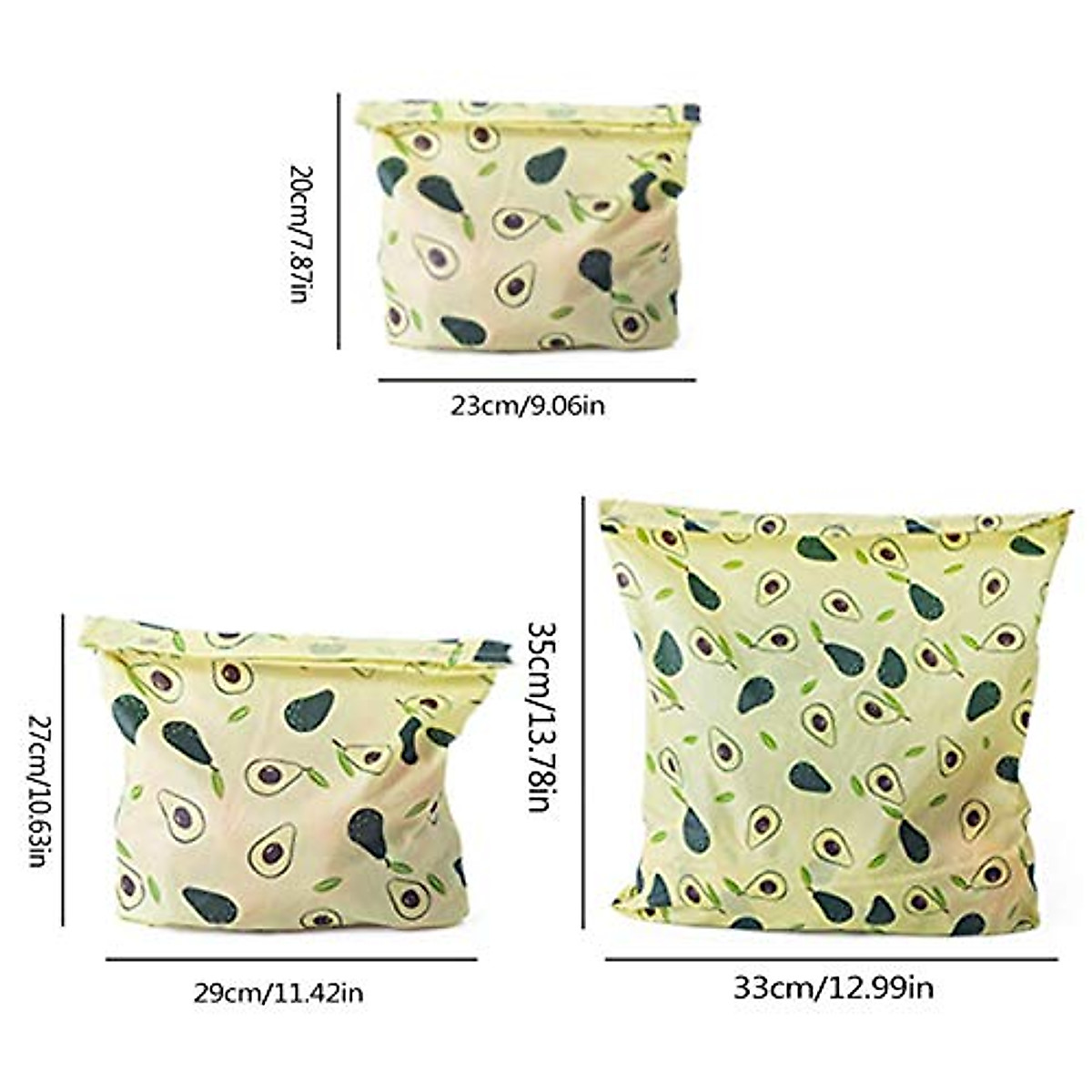 LSJTZ Beeswax Cloths for Groceries, Beeswax Bread Bags Made of Organic Cotton, Reusable Oilcloths Cling Film, Fruit and Vegetable Bags for Zero Waste (3335cm)