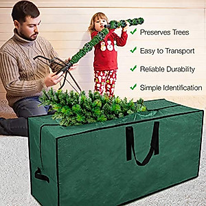 Primode Christmas Tree Storage Bag | Fits Up to 9 Ft. Tall Disassembled Tree I 65"x15"x30" Holiday Tree Storage Case | Protective Zippered Artificial Xmas Tree Bag (9ft, Green)