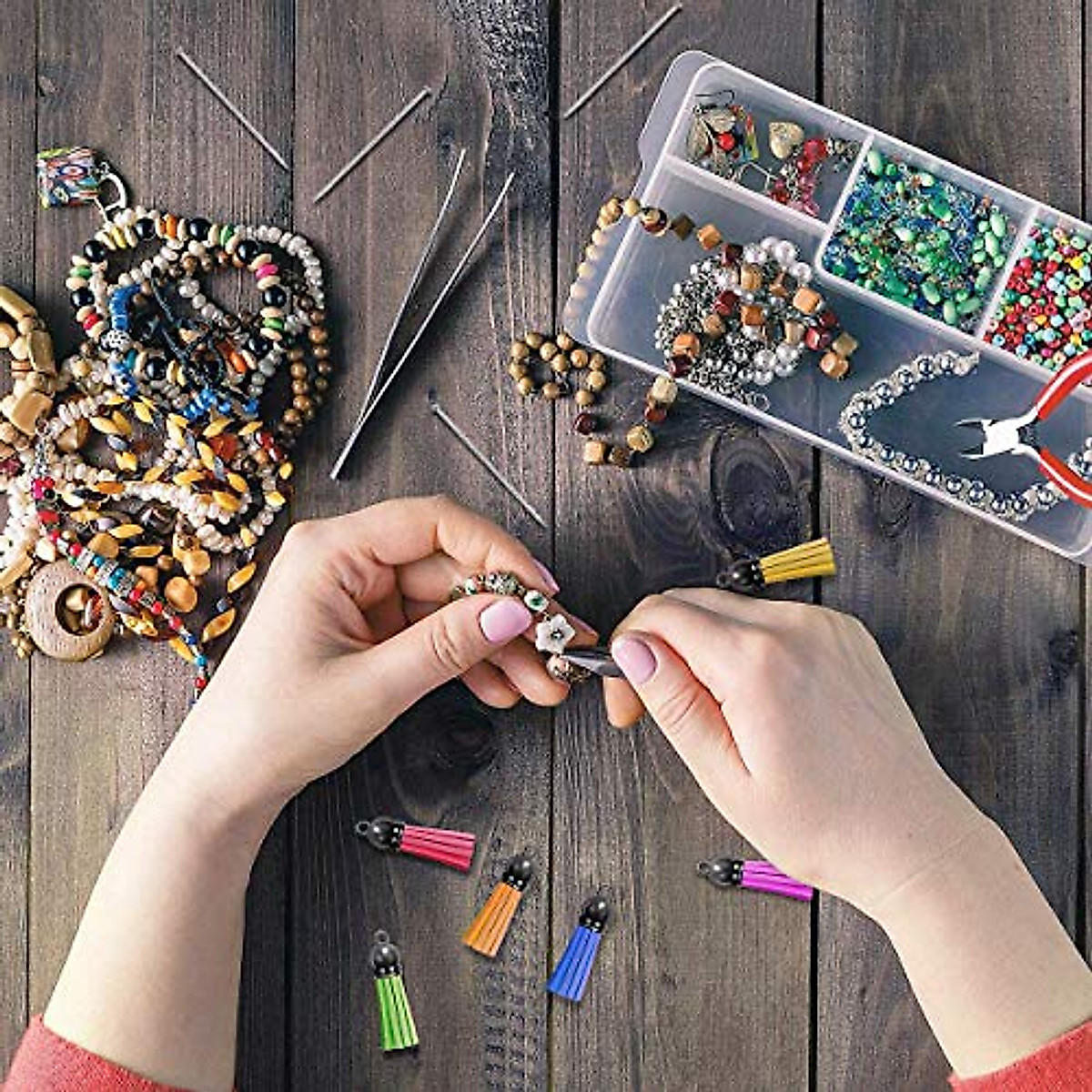 Duufin 300 Pieces Keychain Tassels Bulk Leather Tassels Pendant Colorful Keychain Tassel for DIY Craft Supplies, 60 Colors