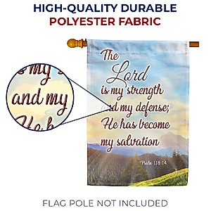 America Forever Bible Verse House Flag - 28 x 40 inch -Exodus 15:2 The Lord is My Salvation - Christian Quotes Religious Outdoor Yard Decorative Inspirational Faith Flag