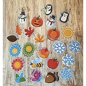 96 Pack - Spring, Fall, Winter Bulletin Board Classroom Decorations - Laminated