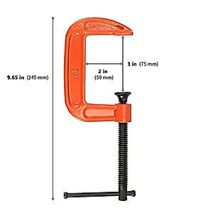 ZEONHEI 8 Pieces 3 Inches Orange C Clamp, Malleable Iron C-Clamp G Clamp for Woodworking, Welding, and Building, 3-Inch Jaw Opening, 2-Inch Throat Depth