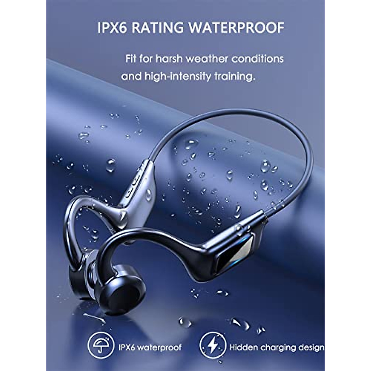 Gorbiller Bone Conduction Headphones,Open Ear Bluetooth Wireless Headphones with Microphone,Noise Canceling Sweatproof Ultralight Workout Headphones for Running,Working,Cycling,Driving,Gym (Black)