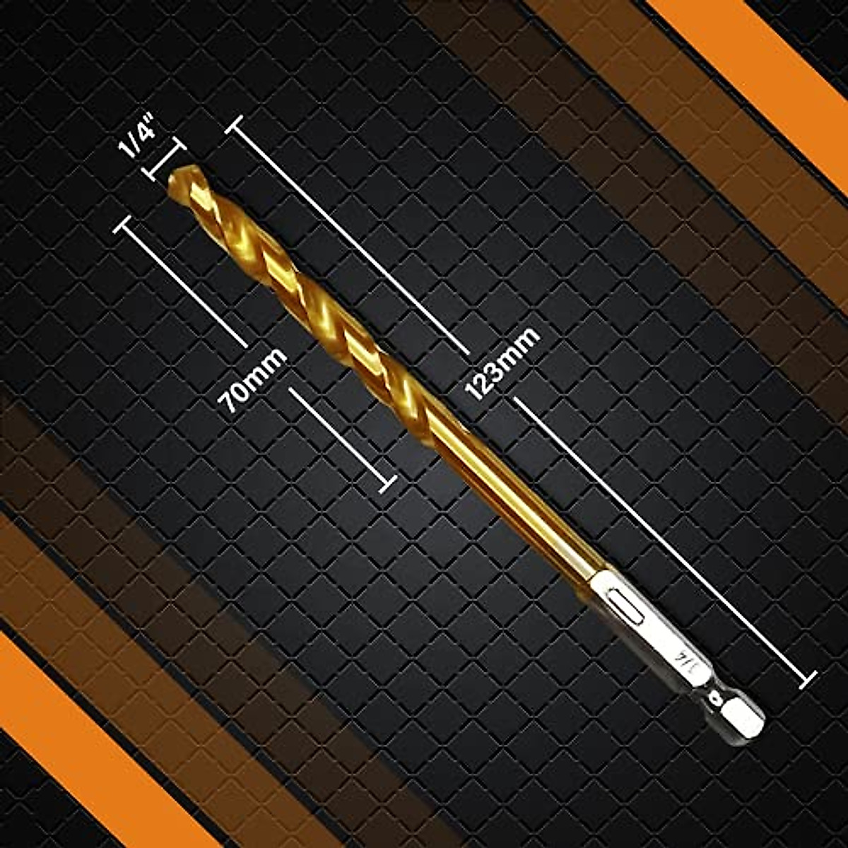 AugTouf 1/4" Hex Shank Drill Bits (10Pcs), Premium 4341 HSS Titanium Impact Hex Drill Bits for Wood, Steel, Metal, Plastic, Quick Change Design