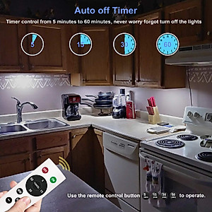 Remote Control Under Cabinet Lights with Remote 6 Pack, 20-LED Dimmable Closet Lighting Battery Operated Under Counter Light, Stick on Touch Night Light Strip for Kitchen Stairway Bedroom, 3 Colors