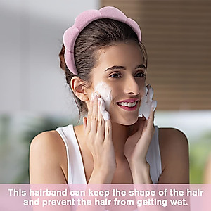 URAQT Spa Headband for Women, Non Slip Puffy Makeup Headband Soft Absorbent Sponge Terry Towel Cloth Fabric Head Band, Thick Padded Hair Hoops Bubble Headband for Face Washing, Skincare, Facial Mask