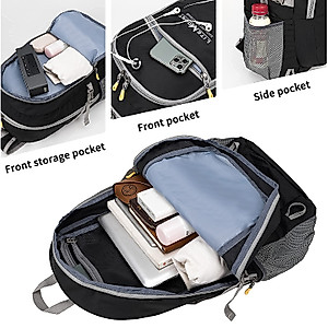 LITEMOUNT Lightweight Packable Backpack, Hiking Backpack, Outdoor Travel Daypack (Black)