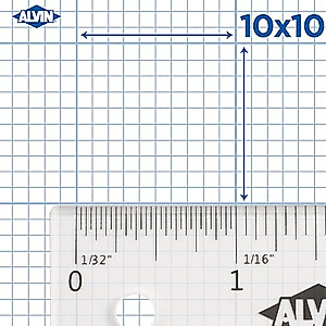 ALVIN Quadrille Paper Pad 50 Sheets of 17" x22" Model 1422-15 Drafting and Graph Paper, Suitable for Pencil and Ink, Printer Compatible, 10" x 10" Grid - 50 Sheet Pad, 17 x 22 Inch