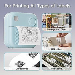 Mini Printer Sticker Thermal Printer with 3 Rolls Paper, Bluetooth Portable Phone Printer,Study Printer for Pictures, Photos, Journals, DIY, Compatible with Phone & Tablet…