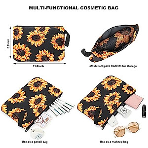 Xunteny Sunflower Mesh Backpack for Girls Women, Semi-Transparent Kids School Backpack College Bookbag Casual Daypacks for Beach Gym Travel (Black)