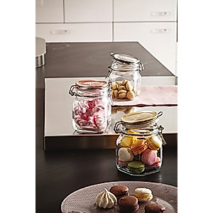 Bormioli Rocco Glass Co Fido Square Metallic Lid Jar, 33.75 oz, Copper