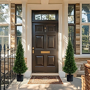 Artificial Topiary Cedar Trees Faux Pine Shrubs UV Resistant Artificial Bushes Artificial Plants for Indoor Outdoor Garden,3 Feet-2 Pack