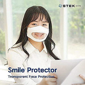 Smile Protector Reusable Clear Window Face Mask | KF94 Filtration, Anti-Fog, Skin-Friendly | Ideal for Lip Reading & Communication | 5 Pack, Individually Packaged, Made in Korea (white)