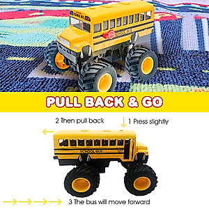 ArtCreativity 5 Inch Monster School Bus, Super Monster Bus with Pullback Mechanism, Diecast Monster Truck Bus for Kids, Big Wheels Monster Truck Toys, Play Vehicle Gifts for Boys