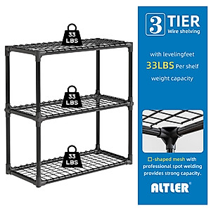 ALTLER Heavy Duty 3-Shelf Shelving Unit Standing Storage Shelf Units for Laundry Bathroom Kitchen Pantry Closet