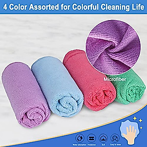 CCidea 12 Pack Microfiber Cleaning Cloth Reusable Cleaning Rags Kitchen Dish Towels Set, Soft Lint Free Cleaning Rags for House, Bathroom, Car Care (12x12 inch-B) (Clear Inventory)