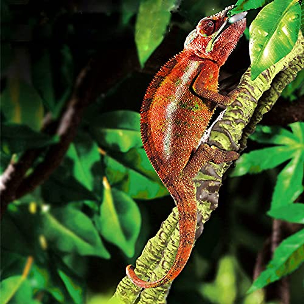 kathson 4 PCS Reptile Vines Plants Flexible Bendable Jungle Climbing Fake Vine Terrarium Plastic Plant Leaves Pet Tank Habitat Decor for Bearded Dragons Lizards Geckos Snakes Frogs