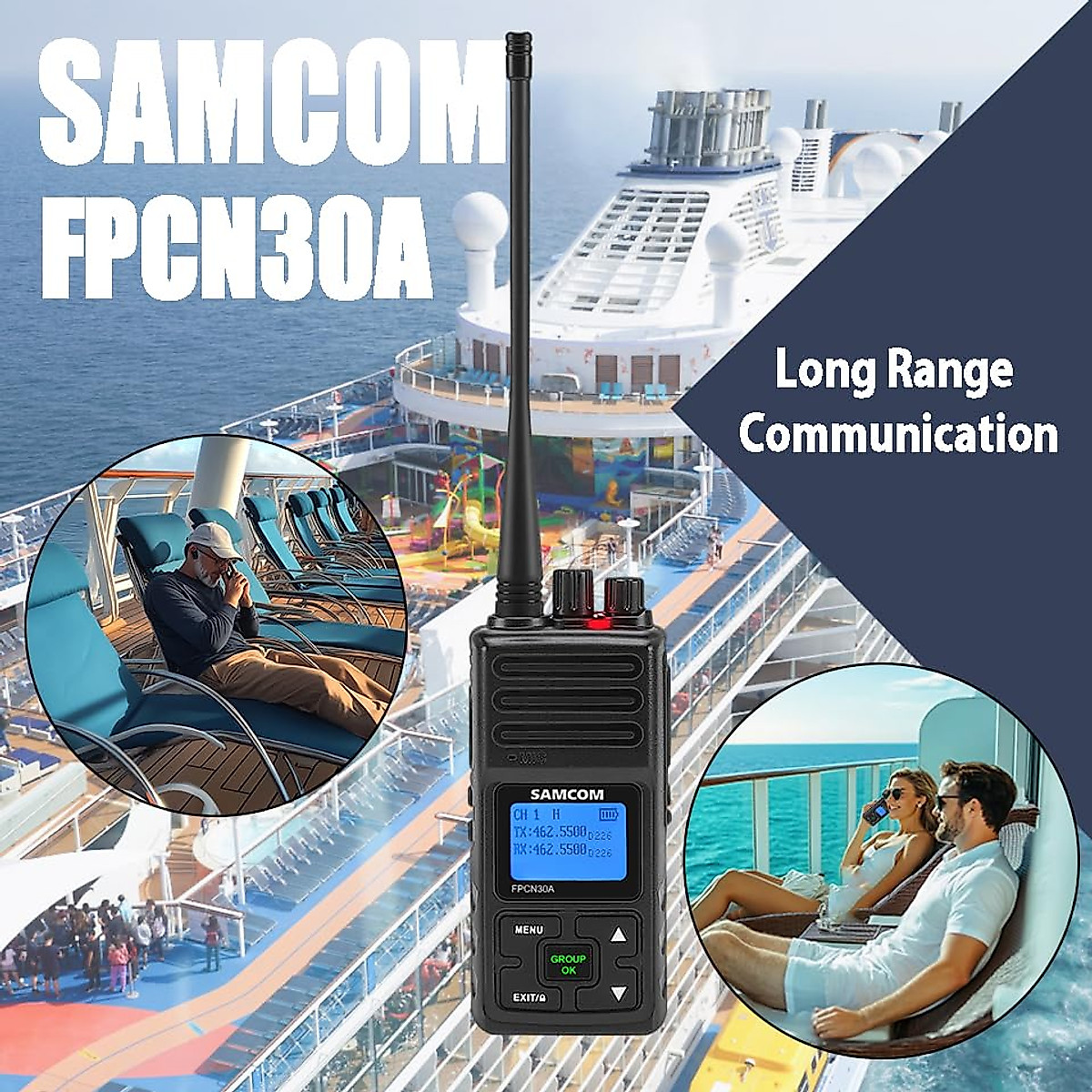 SAMCOM Walkie Talkies Rechargeable Long Range Two-Way Radios with Earpieces,SAMCOM 2-Way Radios UHF Handheld Transceiver Walky Talky with 1500 Li-ion Battery and Charger（1 Pack）