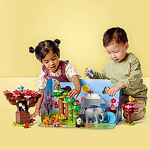 LEGO DUPLO Wild Animals of Asia 10974, Bricks Set with Panda & Elephant Baby Animal Toy Figures Plus Sounds, Toys for Toddlers, Girls & Boys Age 2-5