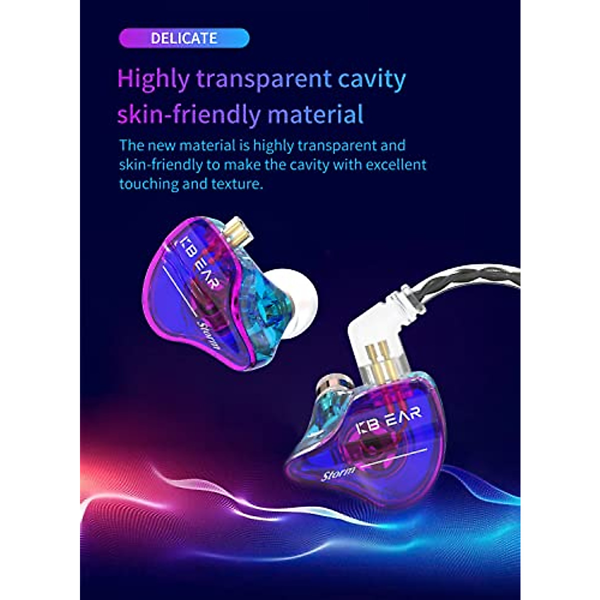 YINYOO KBEAR Storm Professional in Ear Monitor Earphones for Singers Drummers Musicians Bassists, Custom Wired Earbuds in Ear Headphones IEM, Hi Res Detachable OFC Silver-Plated Cable