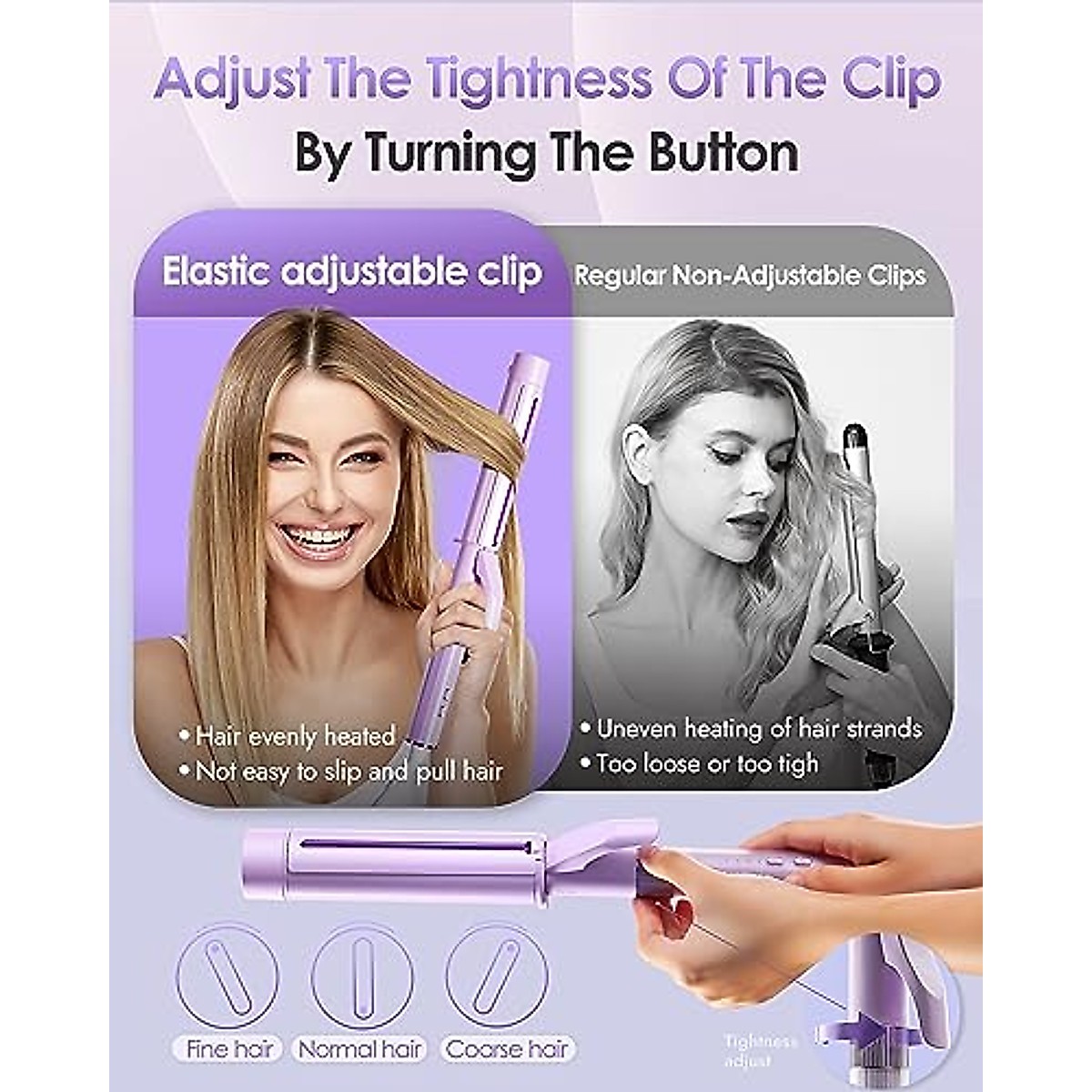 NOVUS 1.5 Inch Curling Wand, Adjustable Tightness Curling Iron, Negative Ions Hair Curler, Large Barrel Curling Iron, Dual Voltage Bionic Curling Iron, Curling Iron for Long Hair, Hair Curlers Iron