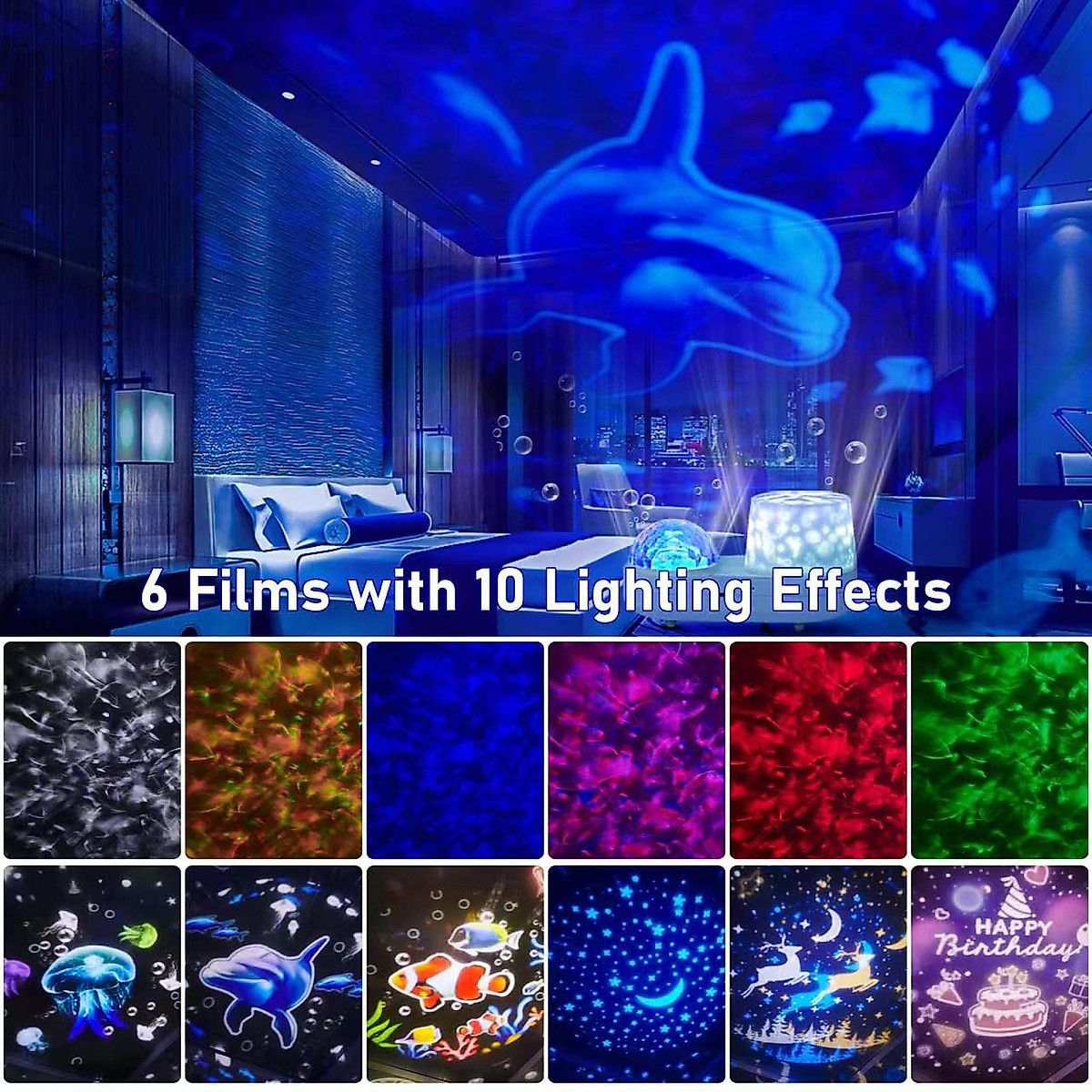 STARS LAMP Ocean Night Light Projector, Kids Galaxy Projector for Bedroom, Nebula Star projector with USB Cable, 360 Degree Rotation Kid Night Light Lamp for Decorating Party,Birthdays,Christmas Gifts