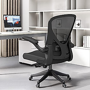 SICHY AGE Ergonomic Office Chair Home Desk Office Chair with Flip-Armrest & Cushion for Lumbar Support, Mid Back Computer Chair with Thickened Cushion Desk Chairs