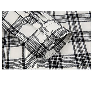 Men's Double Pocket Plaid Flannel Shirt Long Sleeve Button Down Business Formal Chemise M512 US Size XXL