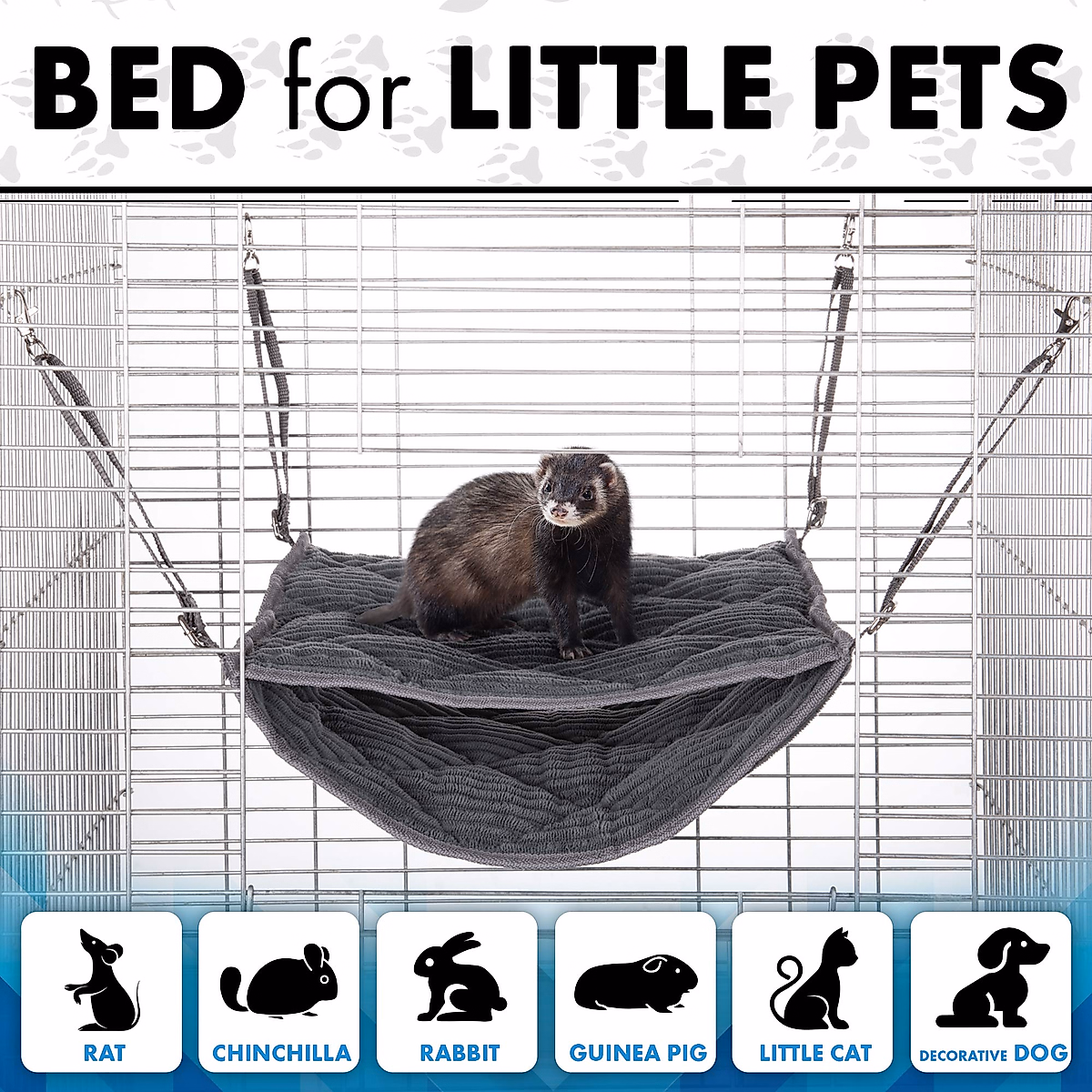 2 Brothers Wholesale Ferret Hammock for Cage - Plush Double Bunk Bed Hanging Clips - Perfect for 2 or More Small Pets! (Rats, Ferrets, Hamsters, Guinea Pigs, Chinchillas & Squirrels) - Purple