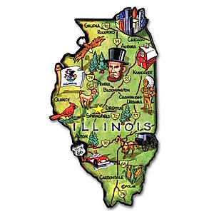 Illinois Artwood State Magnet Collectible Souvenir by Classic Magnets