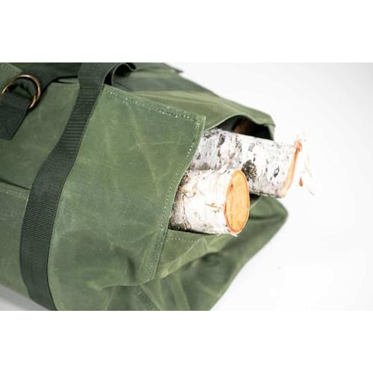 MAYHEM & MERCY Firewood Carrier - Waxed Canvas Wood Carrier For Firewood - Hunter Green Log Carrier For Firewood Fireplace Wood Rack Log Bag - Firewood